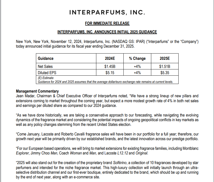 Inter Parfums将推出高端自有香水品牌 - 化妆品资讯
